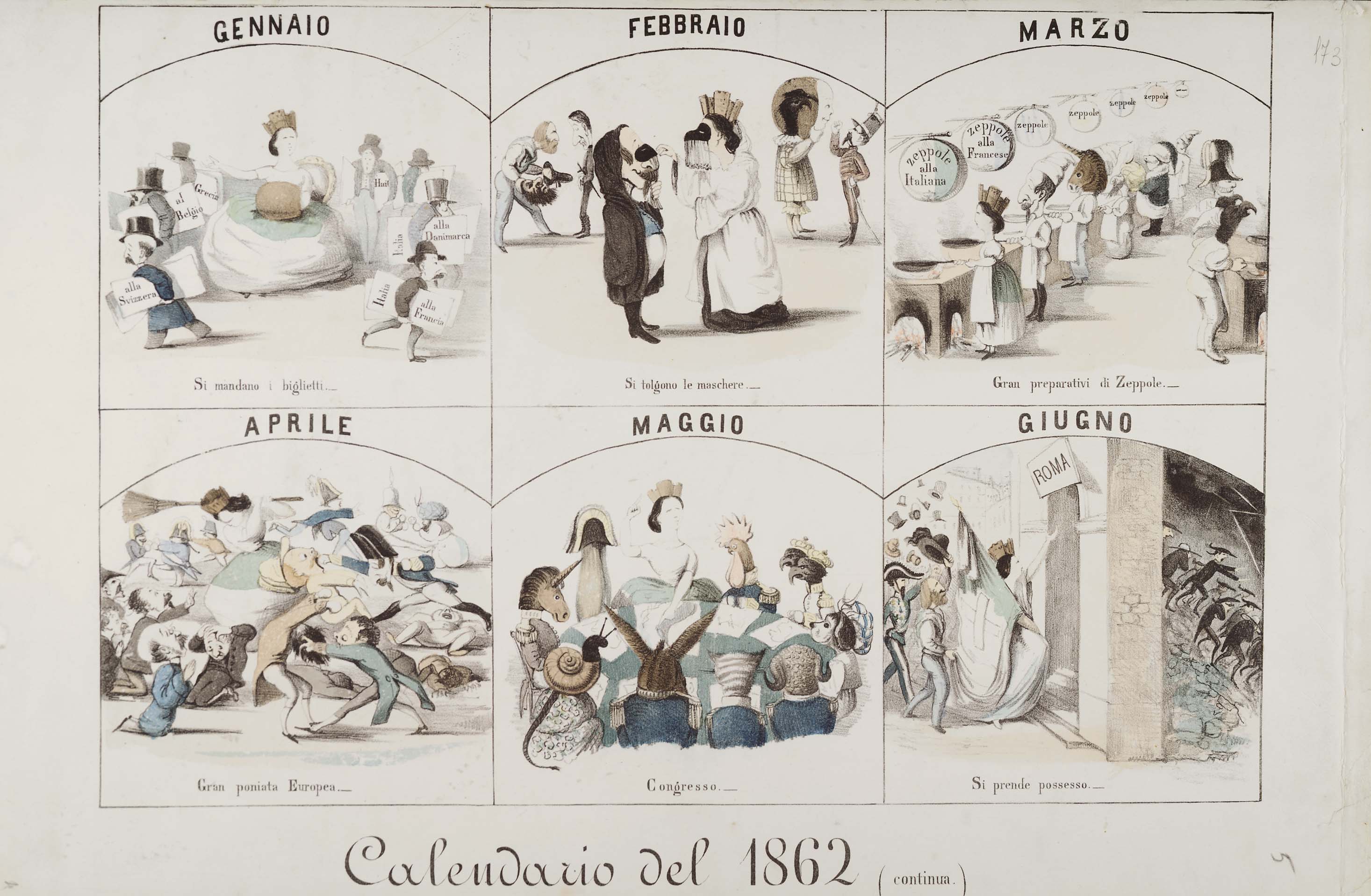 Calendario del 1862 (continua) – L'Italia turrita